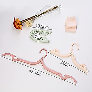 Children's Folding Clothes Hanger with Clip, Multifunctional Travel Clothes Hanger, Outdoor Magic Plastic Clothes Hanger, Retractable Household Clothes Hanger Pink