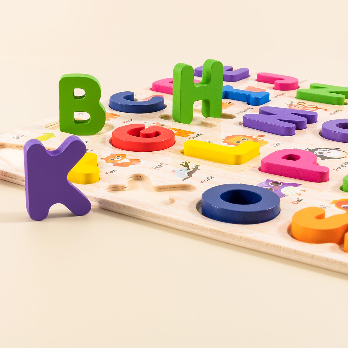 XJYQJD Wooden Alphabet Puzzle for Toddlers, 3 in 1 Lower Case Alphabet Letter Puzzles ABC Uppercase & Lowercase & Number Puzzle Set for Preschoolers Kids Ages 3-5 Alphabet Learning Educational Toy