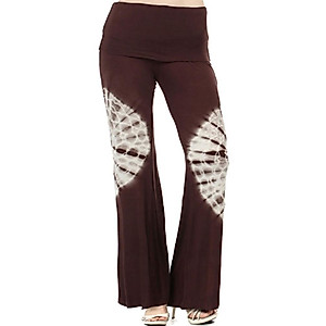 SugarRock Women Paisley Palazzo Pants Fold-Over Waist Wide Leg