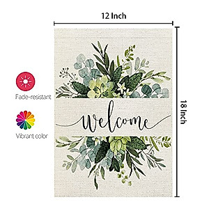 CROWNED BEAUTY Spring Floral Welcome Garden Flag 12×18 Inch Small Vertical Double Sided Seasonal Outside Décor for Yard Farmhouse CF099-12