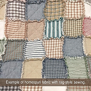 Nutmeg Brown Cotton Homespun Plaid Fabric by JCS - Sold by The Yard