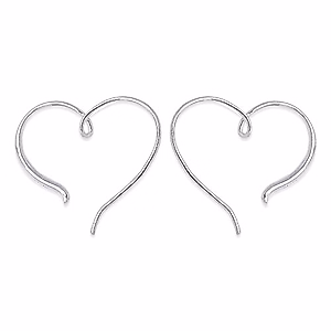 Boma Jewelry Sterling Silver Polished Heart Pull Through Hoop Earrings