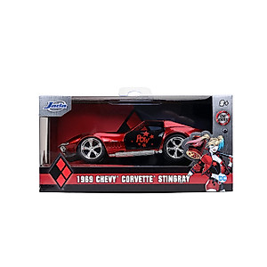 Jada Toys DC Comics 1:32 Harley Quinn 1969 Chevy Corvette Stingray Die-cast Car, Toys for Kids and Adults
