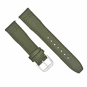 Ewatchparts 20MM CANVAS LEATHER WATCH BAND STRAP COMPATIBLE WITH IWC PILOT TOP GUN PORTUGUESE GREEN