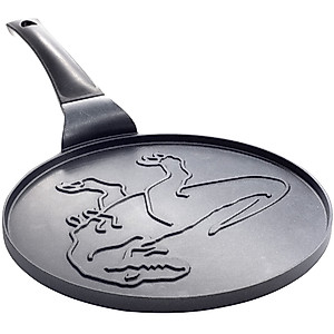 Jumbo Dinosaur Pancake Pan - Make Giant 10" Jurassic Pancakes for Magical Kid's Dino Christmas Breakfast - Includes 6 Edible Markers For Added Family Fun - Non Stick Griddle, Cool Unique Holiday Gift