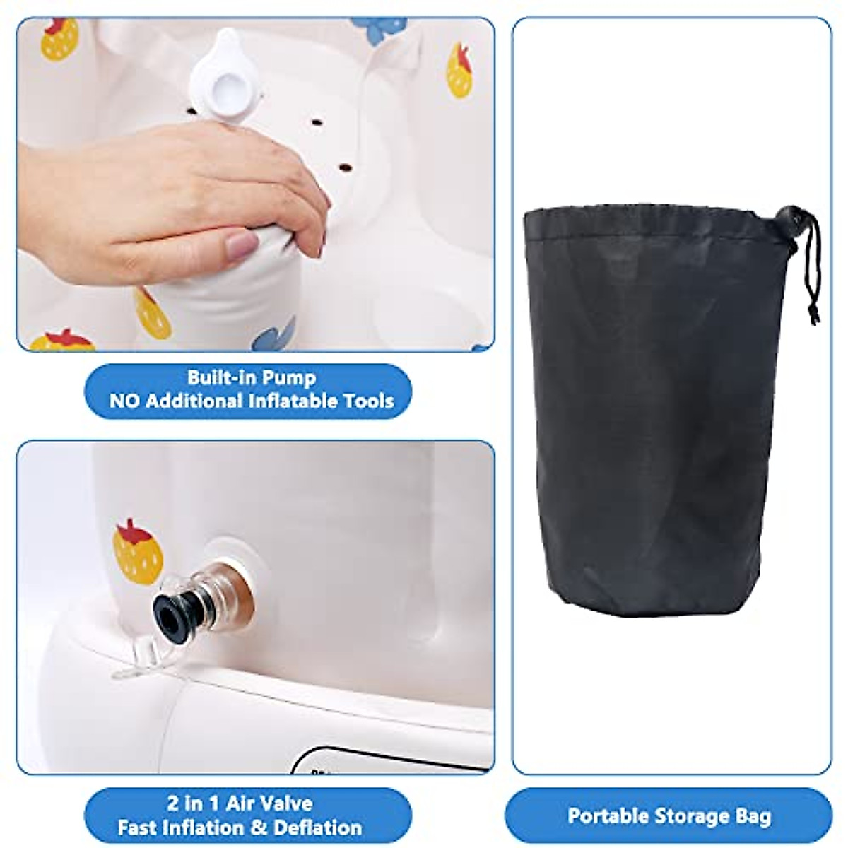 BLIRORA Inflatable Baby Floor Seat, Baby Chair for Sitting Up with Two-Point Harness Column-Shaped Airbag Sofa Support for 3-36 Month Olds, Infant Seat Built in Air Pump for Home or Travel