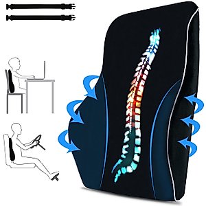 TheComfortZone Lumbar Support Pillow for Office Chair - Seat Cushion for Lower Back Pain Relief - Desk Chair, Car, and Gaming Chair Backrest - Memory Foam Lumbar Pillow