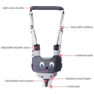 IULONEE Baby Carrier, Embrace Cozy 4-in-1 Infant Carrier & Baby Walker, Handheld Kids Toddler Walking Harness Helper Assistant Protective Belt Child Activity Walker(Grey + Grey)