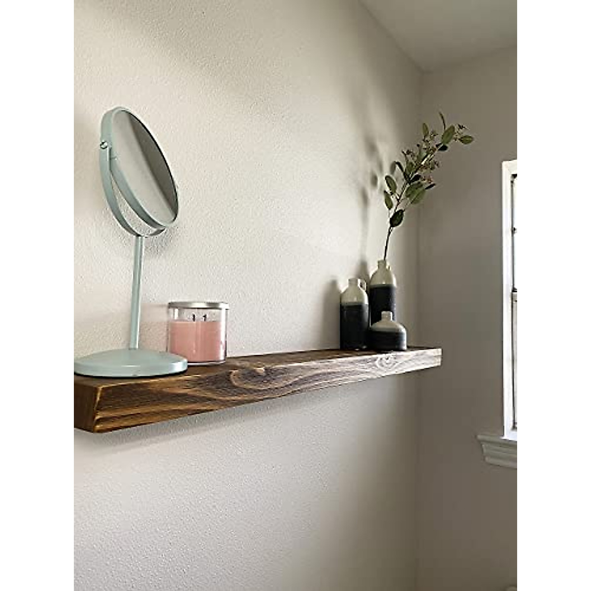 Joel's Antiques Floating Wall Shelf - 72-Inch Wood Decor & Long Shelf for Fireplace Mantel, Bookshelf, & Farmhouse - Wall-Mounted Rustic Stand, Wooden Hanging Display - Medium Brown, 72" x 6" x 2"