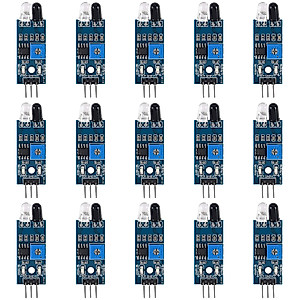 ALMOCN 15PCS IR Infrared Obstacle Avoidance Sensor Module 3-Wire for Arduino Raspberry Pi Smart Car Robot