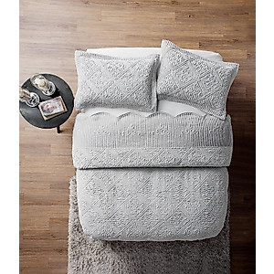 VCNY Home - King Size Bedding, Soft Plush Bedspread with Matching Shams, Dorm Room Essentials, Embossed Inspired Room Decor (Westland Grey, 3-Piece)