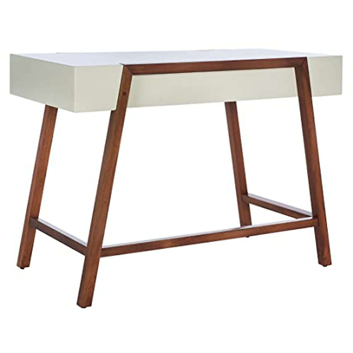 SAFAVIEH Home Collection Marwood Mid-Century Modern White/Brown Desk, Medium