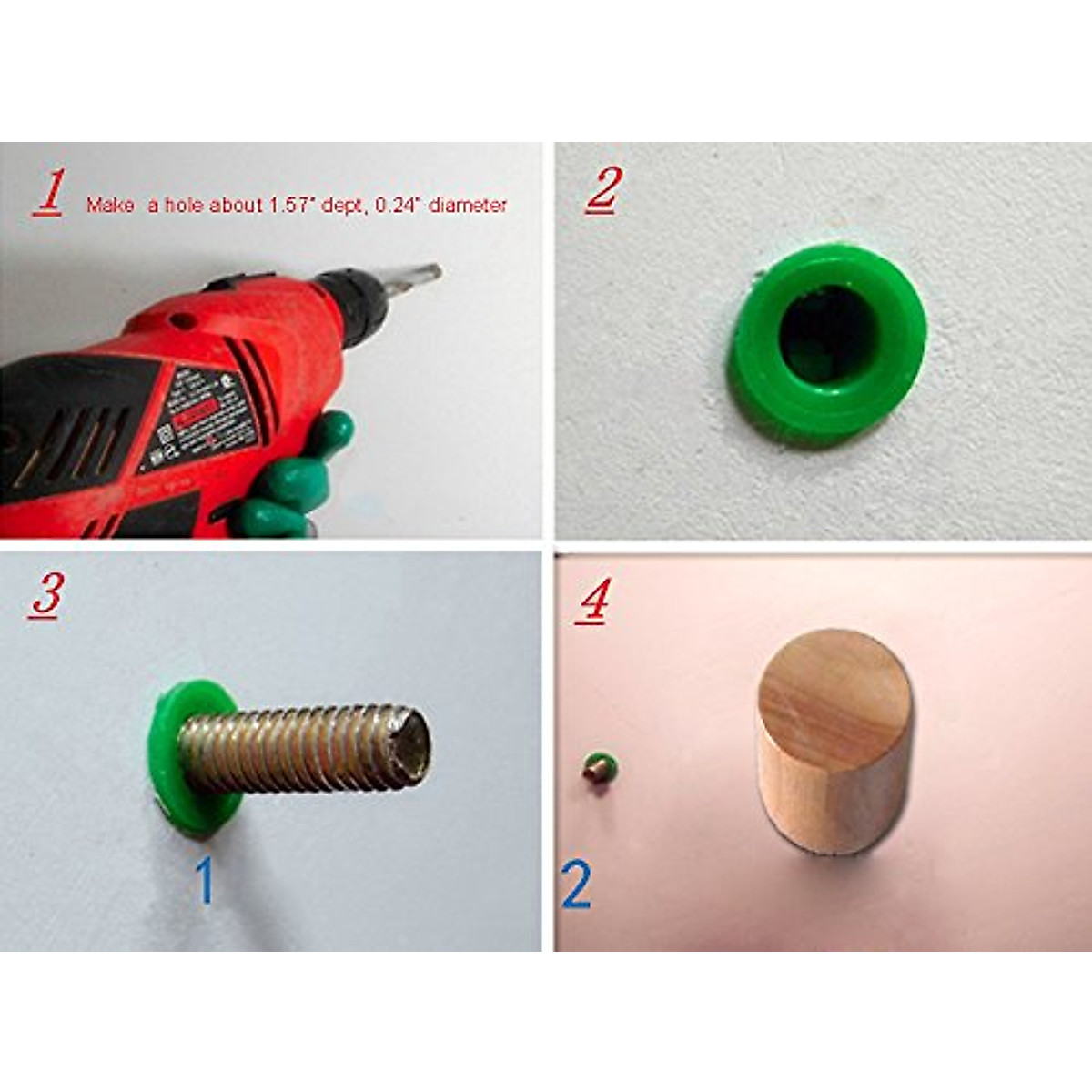 A.B Crew Minimalist Design Decorative Wall Mounted Wooden Coat Hook Hat Hanger(White Square Column)