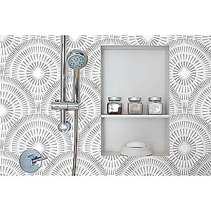 Heroad Brand 17.3"x118" Peel and Stick Wallpaper White Circle Wallpaper Modern Geometric Wallpaper White Contact Paper for Cabinets Waterproof Self Adhesive Removable Wallpaper Thicken Retro Wallpaper