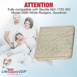 LifeSupplyUSA Humidifier Filter Replacement Evaporator Pad with Wick Compatible with Skuttle A04-1725-052 Model 2000 White-Rodgers, Goodman