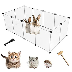 MUYG Pet Plastic Playpen,Rabbit Panels Small Animals Portable Yard Fence Rabbits DIY Outdoor & Indoor Fences,Kitten Breeding Crate for Hamster Bunny Puppy Hedgehogs Guinea Pig(12 Pcs)