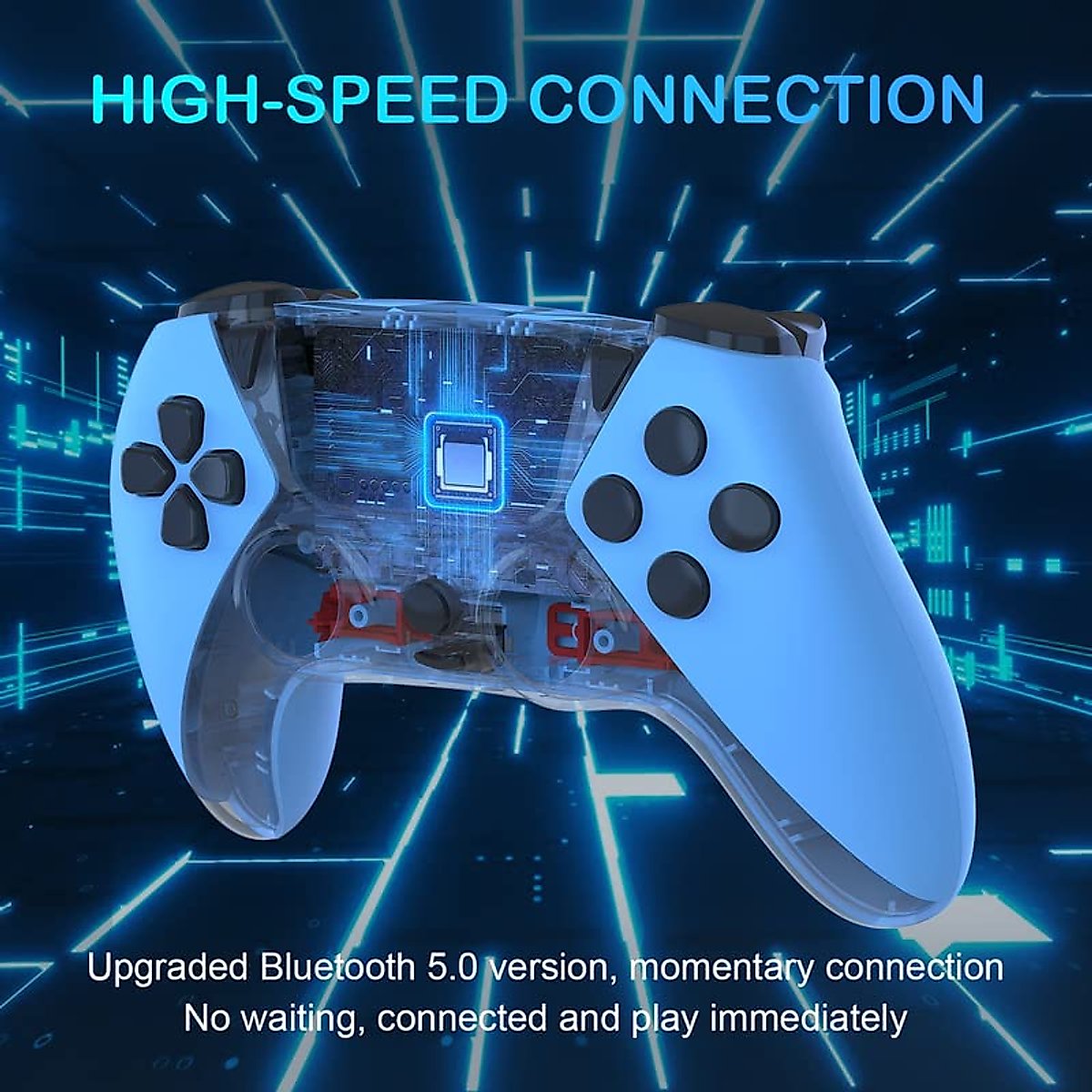 TOPAD Remote for PS4 Controller Compatible with Playstation 4/Pro/Slim/PC/Steam,Sucf Ymir Wireless Gamepad Controls for PS4 Mando with Paddles/Turbo/Precise Joystick/Audio/Bluetooth/Motion Sensor,Blue