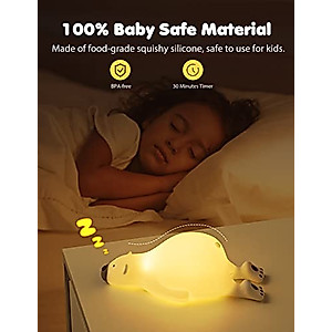 MOMSSY Night Light for Kids, Cute Animal Kids Night Light for Bedroom, Nursery Night Light for Kids with Timer, Touch Control Baby Night Light, Rechargeable Cute Lamp Cute Room Decor for Girls Boys