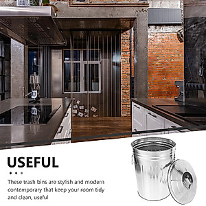 Luxshiny Galvanized Trash Can, Farmhouse Retro Metal Waste Bin Round Wastebasket Container Dog Poop Garbage Can for Bathroom Bedroom Home Office Backyard Patio