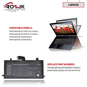 1WND8 Laptop Battery for Dell Latitude 12 5285 5290 2-in-1 E5285 E5290 T17G Series IWND8 JT90P 5JT8G J0PGR JOPGR 0RDYCT RDYCT JT90P 5JT8G 11.4V 31.5Wh