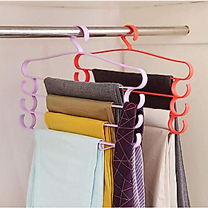 WXZNB Hangers 3Pcs Plastic 4 Layers Pants Trousers Hanger Holder Space Saving Clothes Belt Tie Scarf Towels Storage Organizer 7F