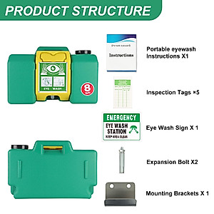 Portable Eyewash Station OSHA-Approved Emergency - Yzzwer 8 Gallon Wall Mounted Eye Wash Irrigation Kit Ansi Certified