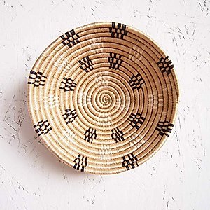 Small African Basket- Rugombo/Rwanda Basket/Woven Bowl/Sisal & Sweetgrass Basket/Tan, Black, White