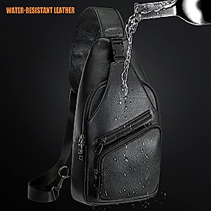 Polare Cowhide Leather Sling Chest Shoulder Bag Waterproof Crossbody Casual Daypack