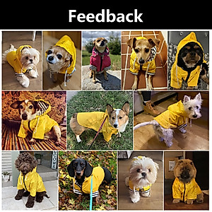 Dog Raincoat Puppy rain Jacket with Hood for Small Medium Breeds with Reflective Strap Storage Pocket Harness Hole Yellow S