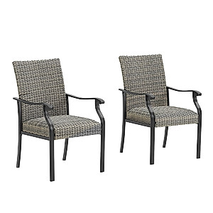 PATIO TREE 2 PCS Patio Dining Chairs Outdoor Quick Dry Foam Padded Rattan Chairs