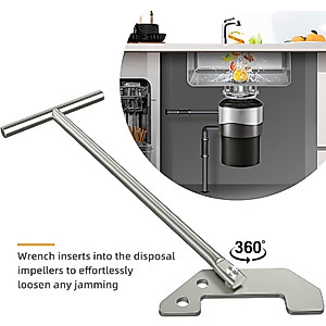 woiron Garbage Disposer Unjamming Wrench with 2 PCS Garbage Disposal Allen Wrench Tool,Garbage Disposal Wrench Tool,for Remove Clogging Above The Sink