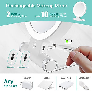 B Beauty Planet Magnifying Mirror with Light 20X/1X,Double Sided Tabletop Mirror with Adjustable Folding Handle,Cosmetic Mirror for Makeup/Travel, Tweezing, and Blackhead/Blemish Removal