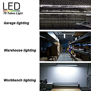TOPTRONED (6-Pack) LED Shop Light, 4FT 75W 9000LM 5000K, Daylight White, U Shape, Clear Cover, Hight Output, Linkable Shop Lights, T8 LED Tube Lights, LED Shop Lights for Garage 4 Foot with Plug