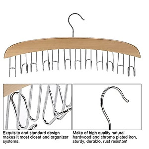 RoomForLife - Solid Wood Hanger with 12 Metal Hooks for Hanging Belts, Necklaces, Swimsuits, Ties, Scarves, Bras, Undergarments and Closet. Size 15.5 inches x 6.25 inches