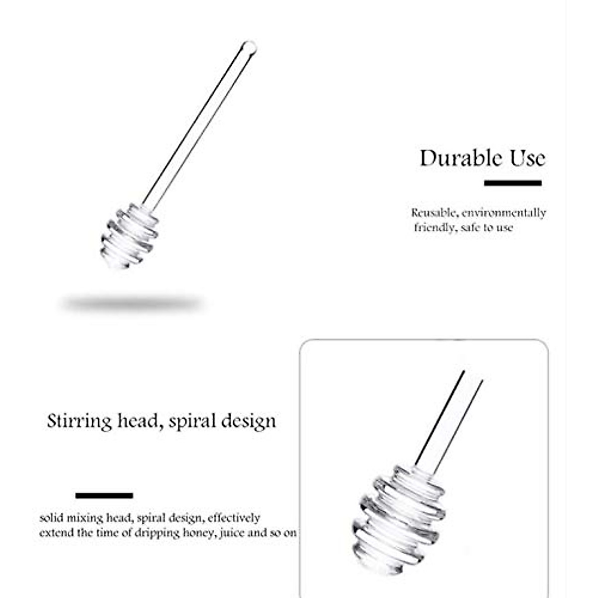 Glass Honey Dipper Sticks,Honey Dipper Spoons Stick Bee Honey Spoon Stirring Scooper For Durable Kitchen Honey Tools,2pcs