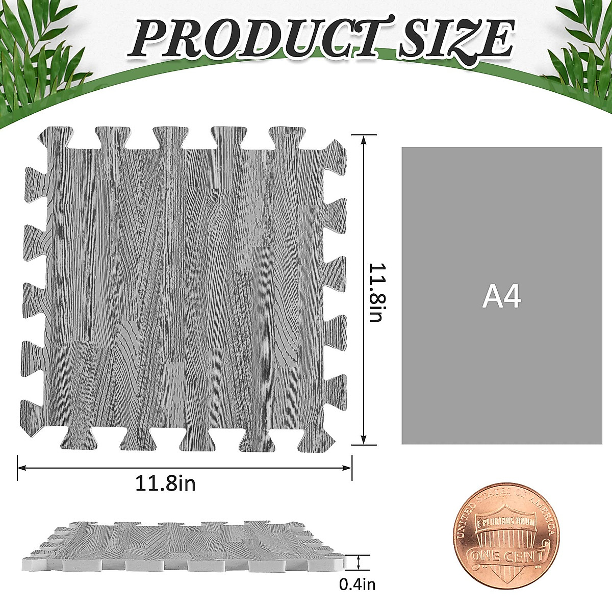 32 Pcs Wood Grain Mats Foam Tiles Interlocking Foam Floor Mats for Kids Adults Playroom Bedroom Farmhouse Flooring, 11.8 x 11.8 Inch(Gray)