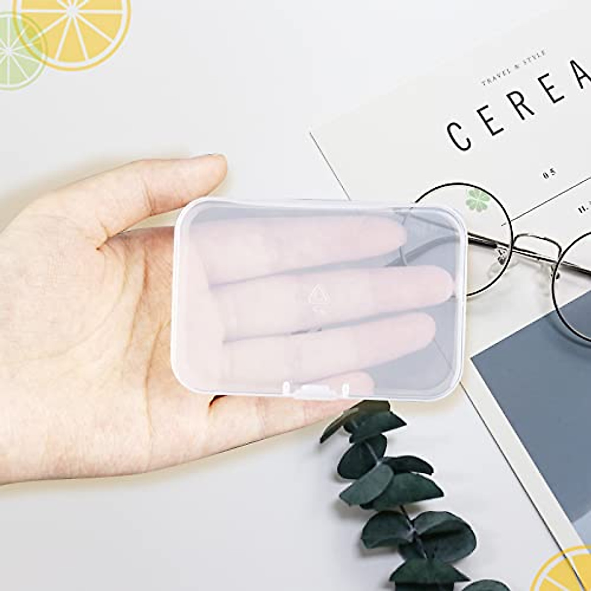 YASUOA 6 Pack Rectangle Mini Storage Containers Box with Hinged Lid, Storage Containers for Business Card, Crafts Accessories, Screws, Drills, Battery, Tiny Bead (3.5x2.5inch)