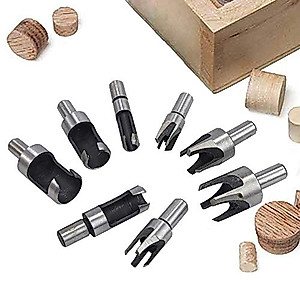 Bestgle 8Pcs Wood Plug Cutter Carbon Steel Straight and Taper Claw Drill Bit Set Woodworking Hole Saw Cutting Tool 5/8" 1/2" 3/8" 1/4"