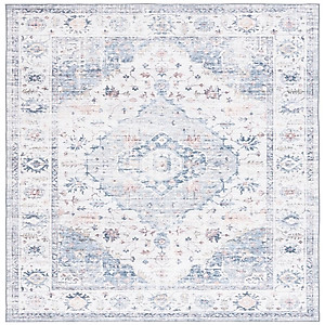 SAFAVIEH Arizona Collection Area Rug - 8' x 10', Light Blue & Ivory, Traditional Design, Washable & Slip Resistant, Ideal for High Traffic Areas in Living Room, Bedroom & Dining Room (ARZ517L-8)