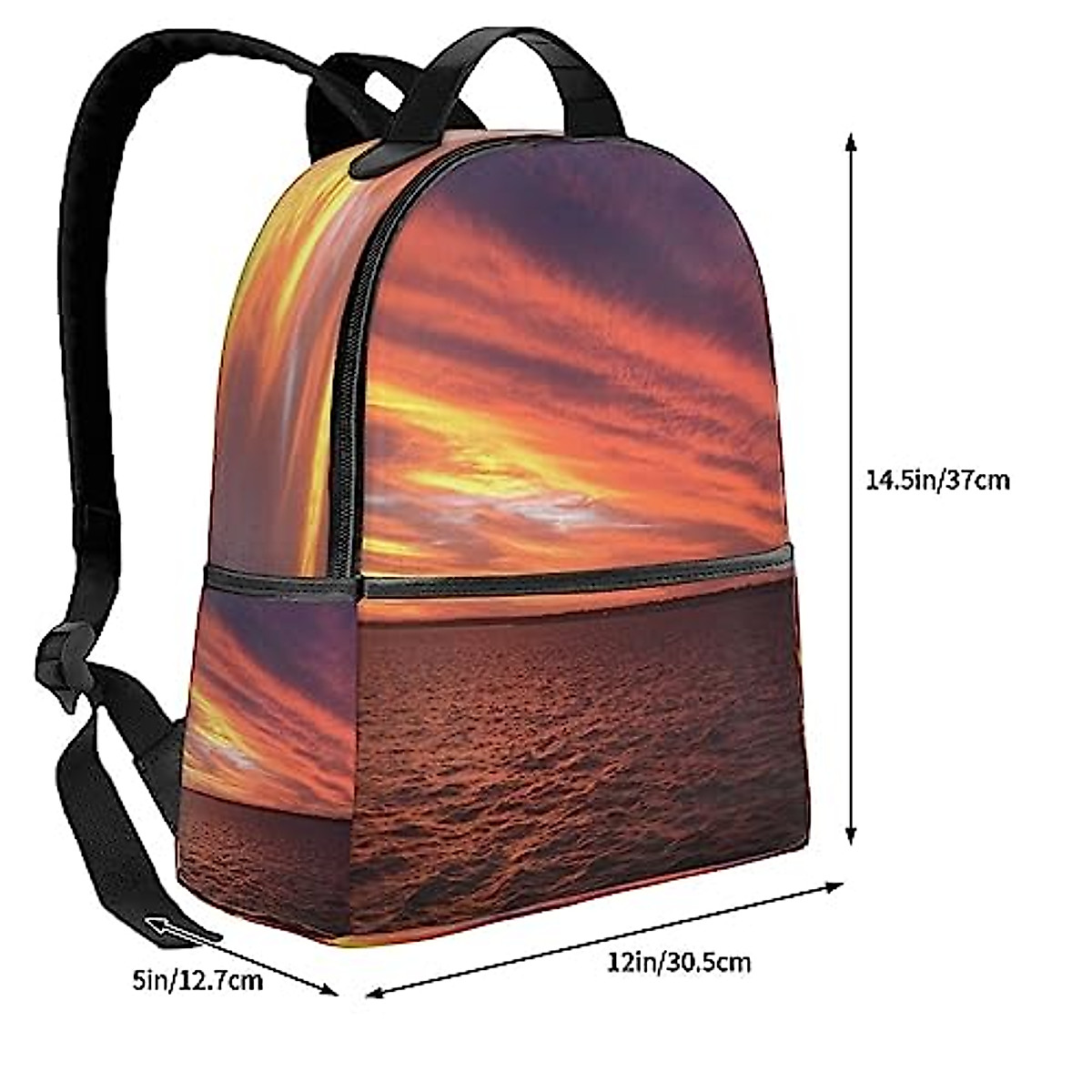 OPSREY Hervey Bay Sunset Cruise Print Backpack Laptop Bag Multiple Pockets Casual Travel Shoulder Bag For Men Women