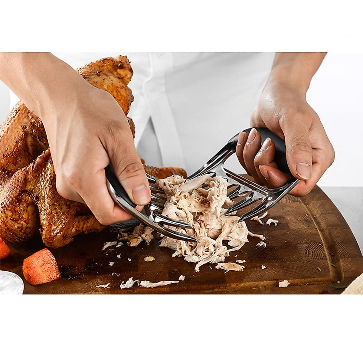 2pcs Turkey Meat Claws for Shredding & Meat Shredder BBQ Tool, Stainless Steel Meat Forks Handler Shredder Claws, for Pulling, Handing, Lifting, Serving Pork, Chicken Brisket, Barbecue, Smoker, Grill