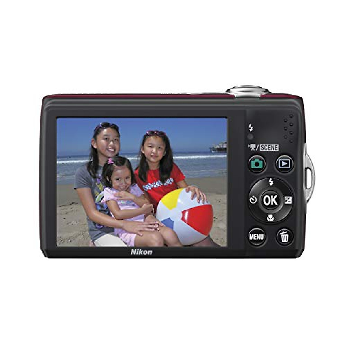 Nikon Coolpix L22 12.0MP Digital Camera with 3.6x Optical Zoom and 3.0-Inch LCD (Red-primary) (Renewed)