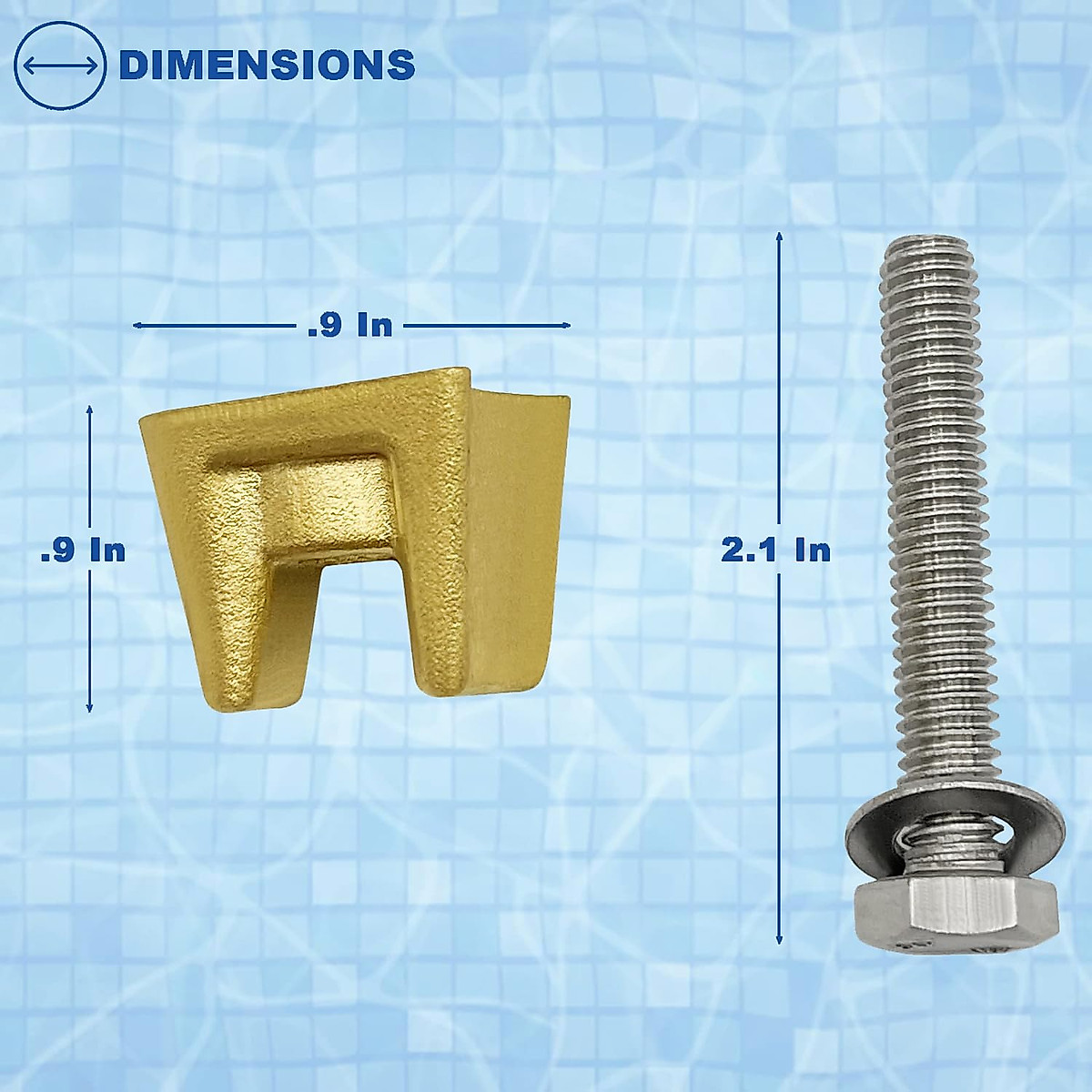 Poolzilla 2 Pack Bronze Wedge Assembly for 4" Rail Anchors - (1) Wedge, (1) Bolt & (1) Washer, for Pool Ladders