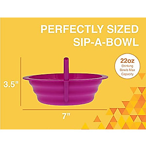 Arrow Home Products Sip-A-Bowl Set, 22oz, 6pk - BPA Free Straw Bowls for Kids To Sip Up Every Drop Without the Mess -Made in the USA, Great for Cereal, Ice Cream, Soup, Milk-Blue, Pink, Green, Orange