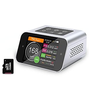 BRWISSEN A18 Air Quality Monitor Indoor Co2 Meter Dust PM2.5 PM1 PM10 Particle Counter HCHO Formaldehyde TVOC Detector AQI Pollution Tester Home with Data Record