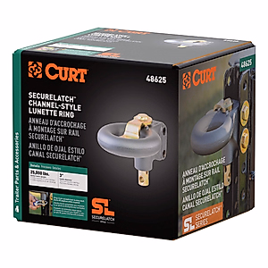 CURT 48625 SecureLatch Channel-Style Lunette Ring, 25,000 Pounds, 3-Inch ID