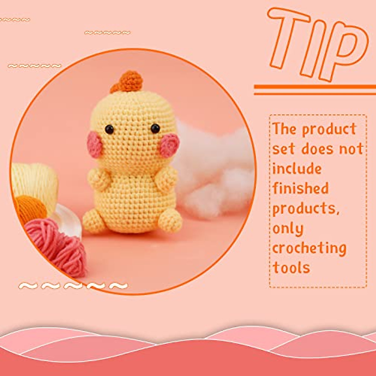 JNENERY Crochet Kit for Beginners, DIY Crochet Animal Kit, Cute Animal Kit for Kids Dinosaur Starter Pack with Yarn Balls, Crochet Hooks, Knitting Stitch Markers, Needles, Instructions for Beginners