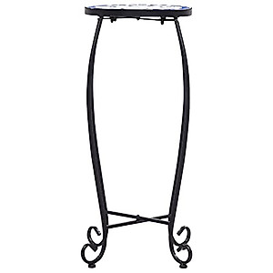 ZQQLVOO Mosaic Plant Table,Plant Rack,Plant Display Stand,Multi-Purpose Plant Stand,Flower Stands,For Backyard,Garden, Balcony,Terrace,Black White
