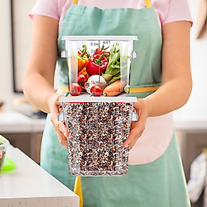 Suclain 6 Pcs Square Food Storage Container with Lid Set 2Qt 4Qt 6Qt Clear Commercial Container with Scales Handles for Home Restaurant Kitchen Proof Dough Marinating Meat, Polycarbonate(White)