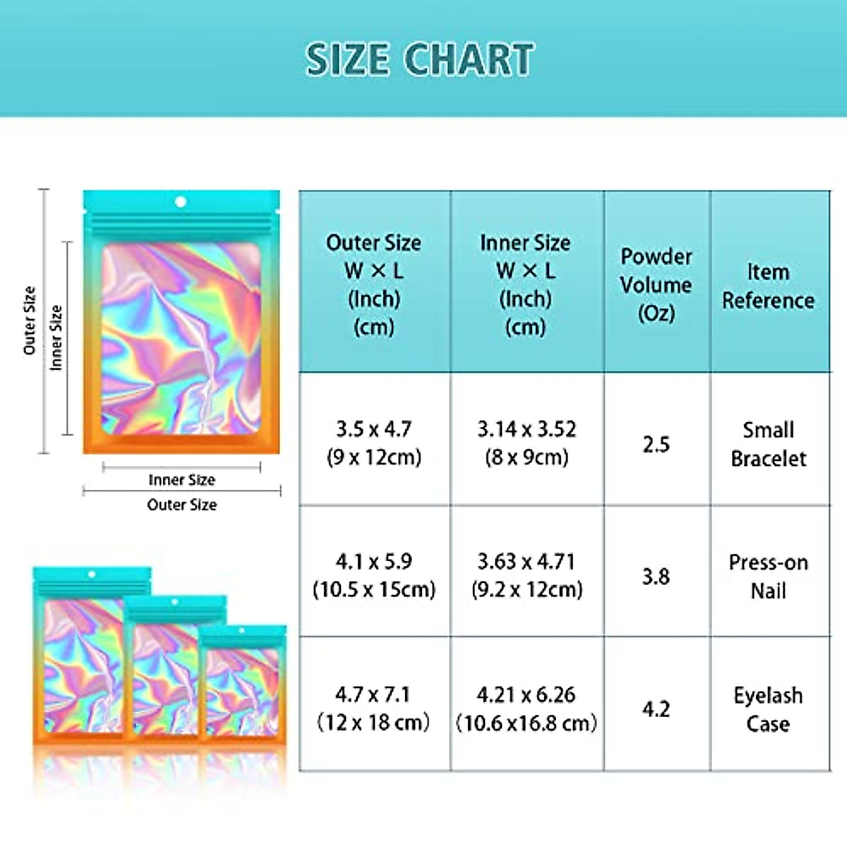 100 Pieces Resealable Mylar Bags, Smell Proof Bags with Clear Window for Food Storage Party Favor Packaging Small Business (Green&Orange, 3.5×4.7 Inch)